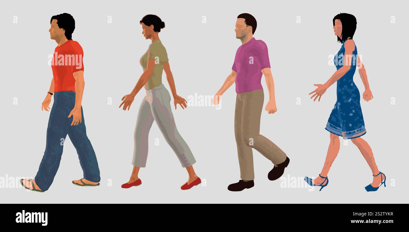 Four walking styles Stock Photo - Alamy