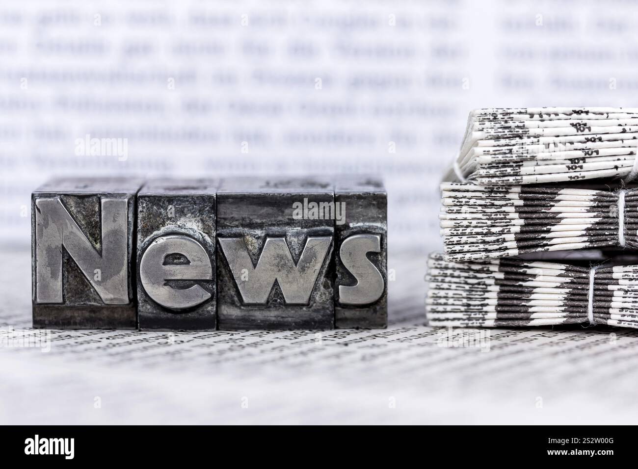 The word News was written in lead letters. Symbol photo for newsletters ...