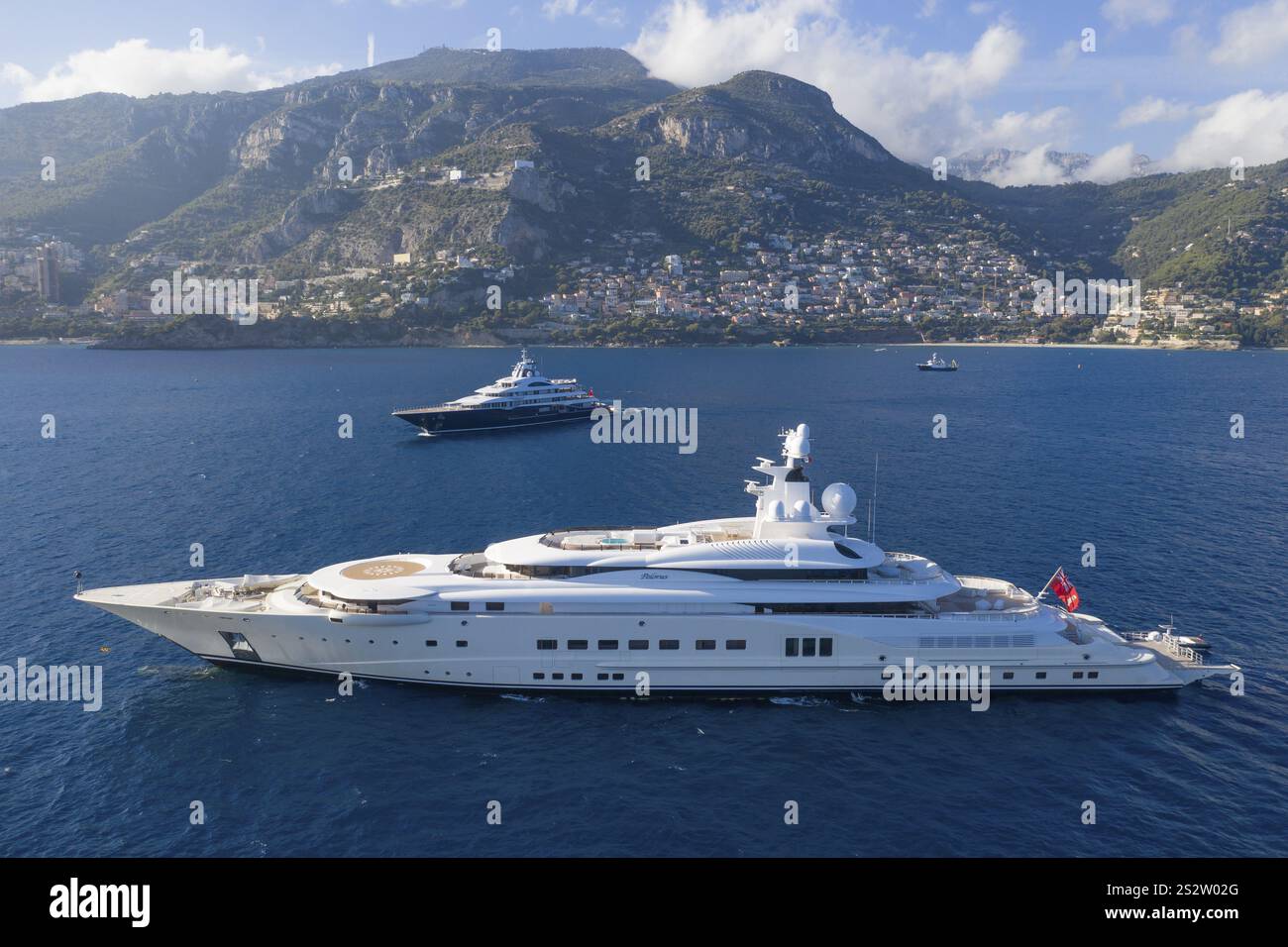 Aerial view of 115 metre motor yacht PELORUS, built in 2003 by the ...