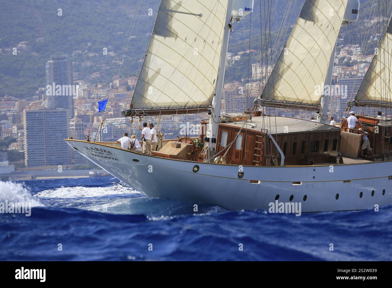 90-year-old sailing yacht Three-masted topsail schooner XARIFA sails ...