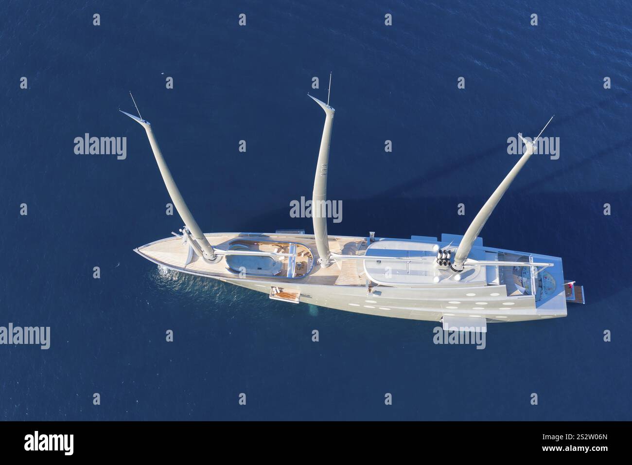 Aerial view 143 metre long three-master Sailing Yacht A, largest ...