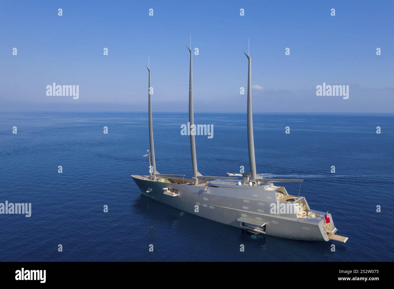 Aerial view 143 metre long three-master Sailing Yacht A, the largest ...