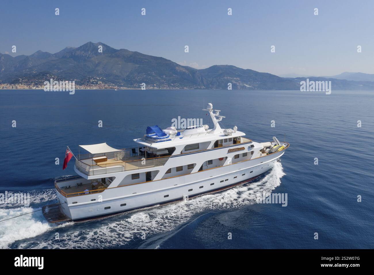 Aerial view of 34 metre motor yacht ANTARES OF BRITAIN, delivered in ...