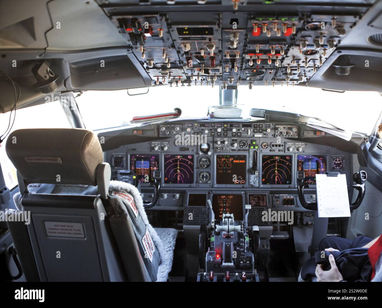 Empty cockpit of a passenger aircraft in front of take-off Austria ...
