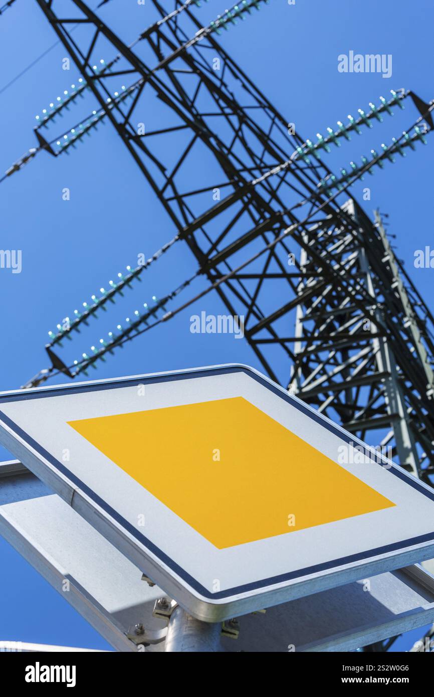 Power line pylons. High-voltage pylons for electric current. Austria ...