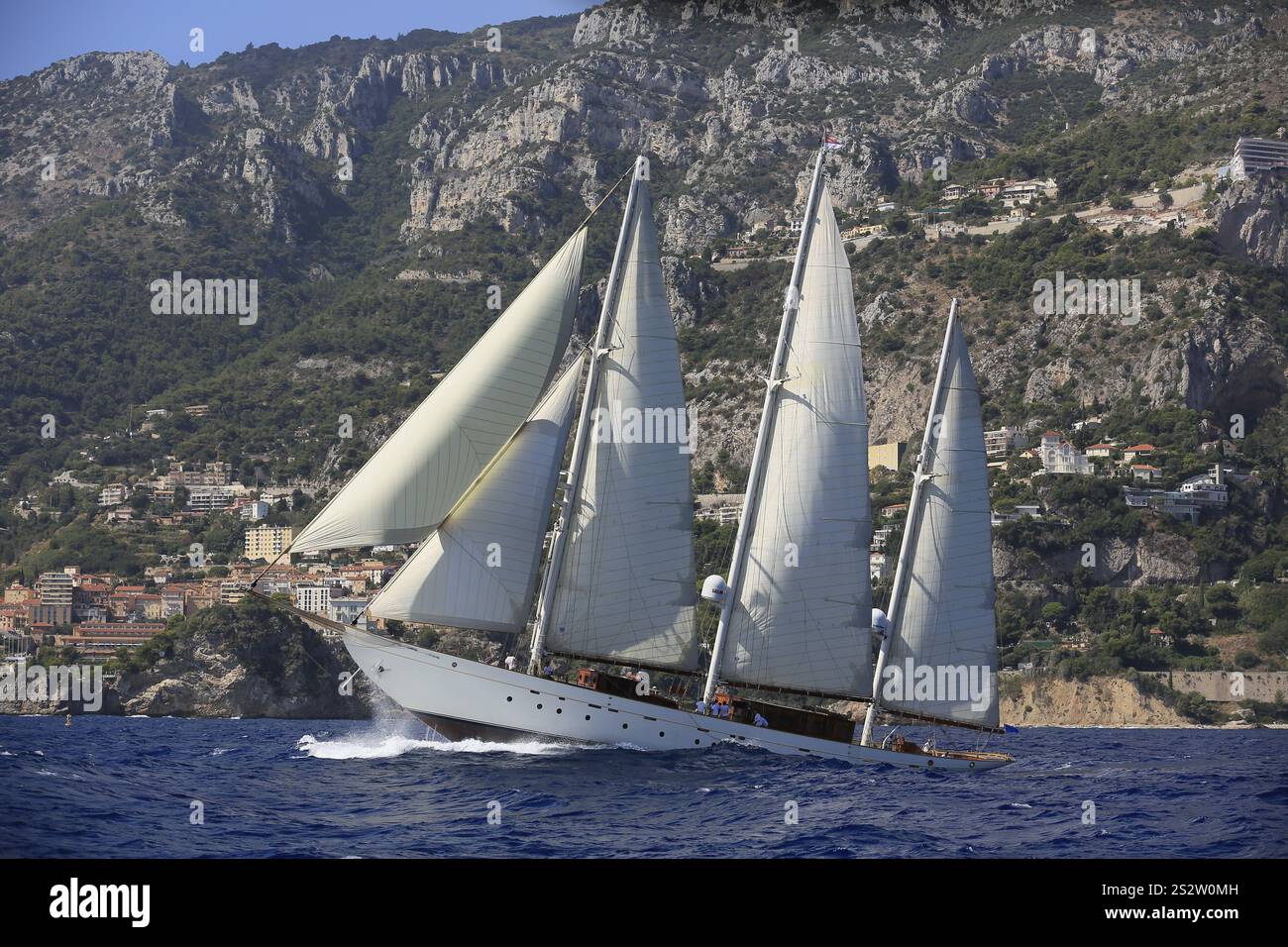 90-year-old sailing yacht Three-masted topsail schooner XARIFA sails ...