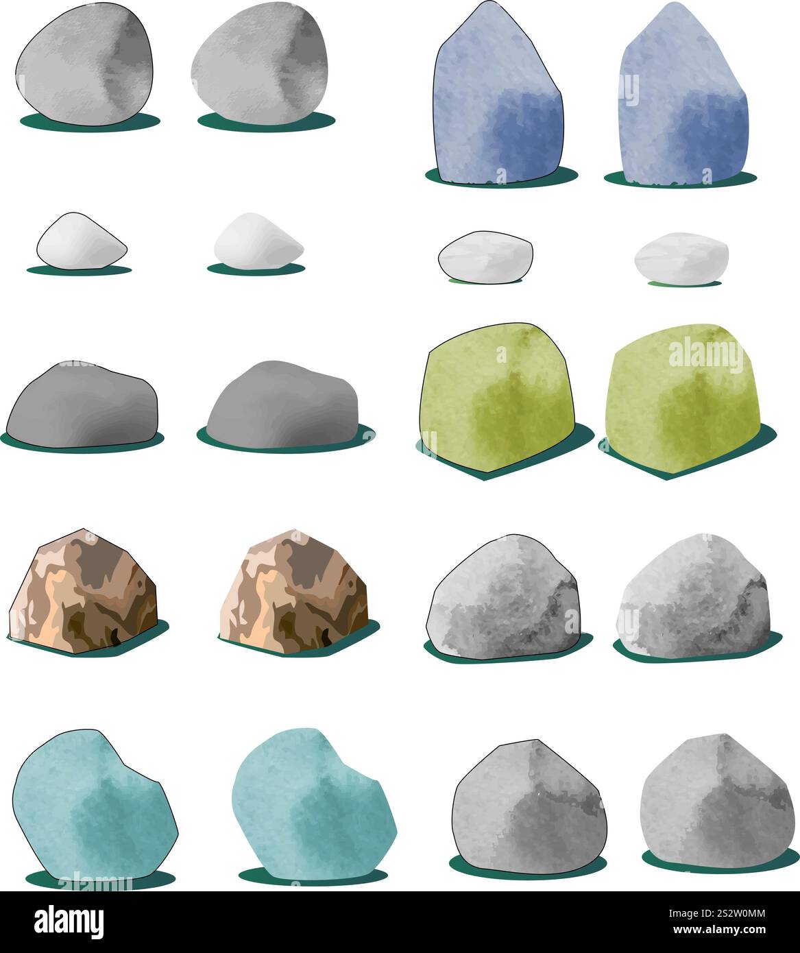 Collection of illustrations of textured rocks Stock Photo - Alamy