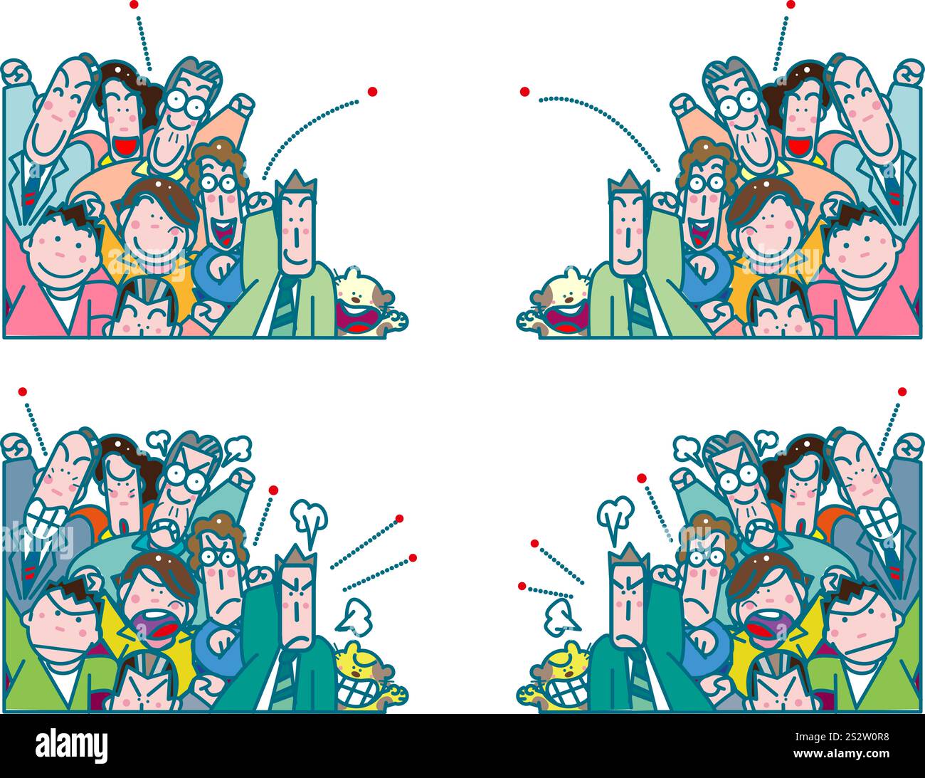 Crowd illustration of angry and laughing people Stock Photo - Alamy