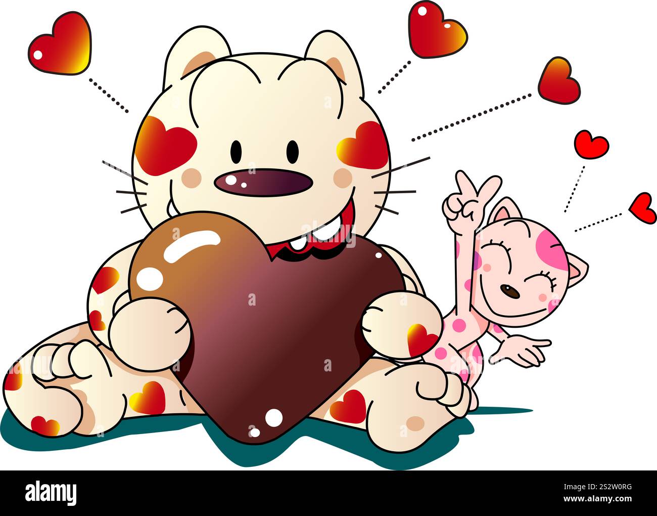 Cat happily eating heart chocolates on Valentine's Day Stock Photo - Alamy