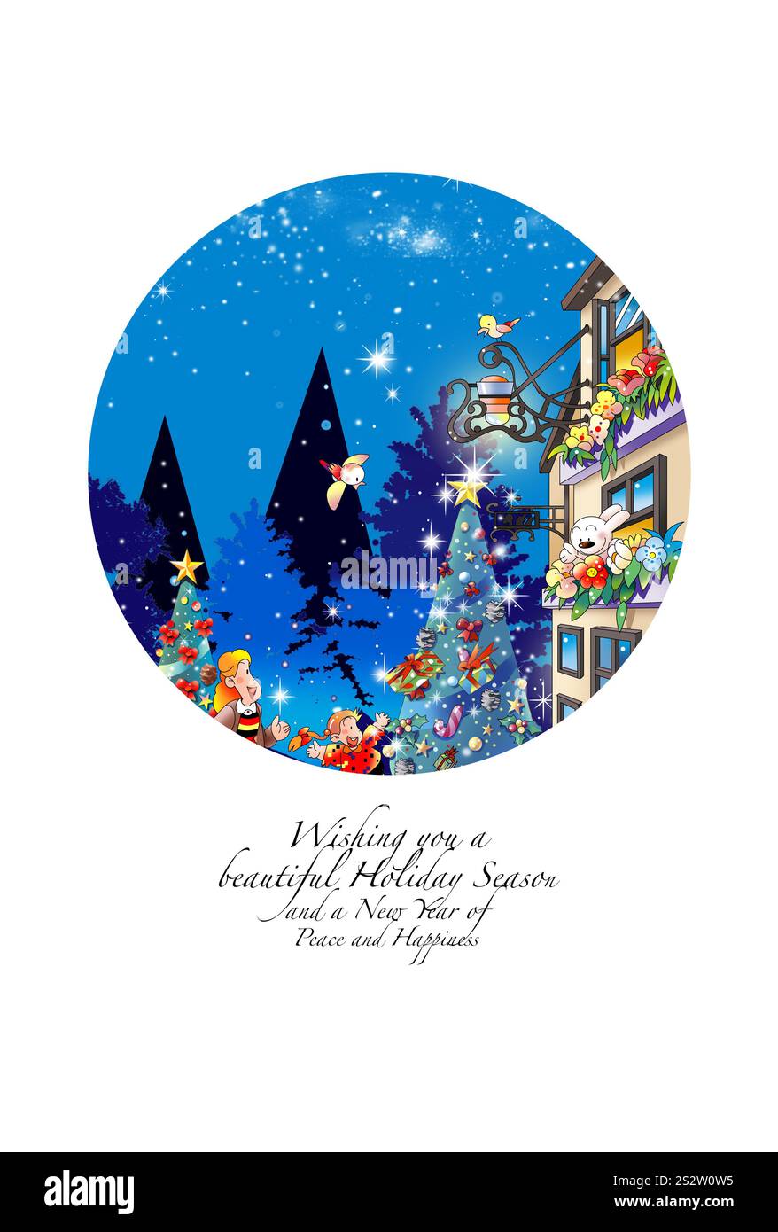 Postcard christmas tree in Cut Out Stock Images & Pictures - Alamy