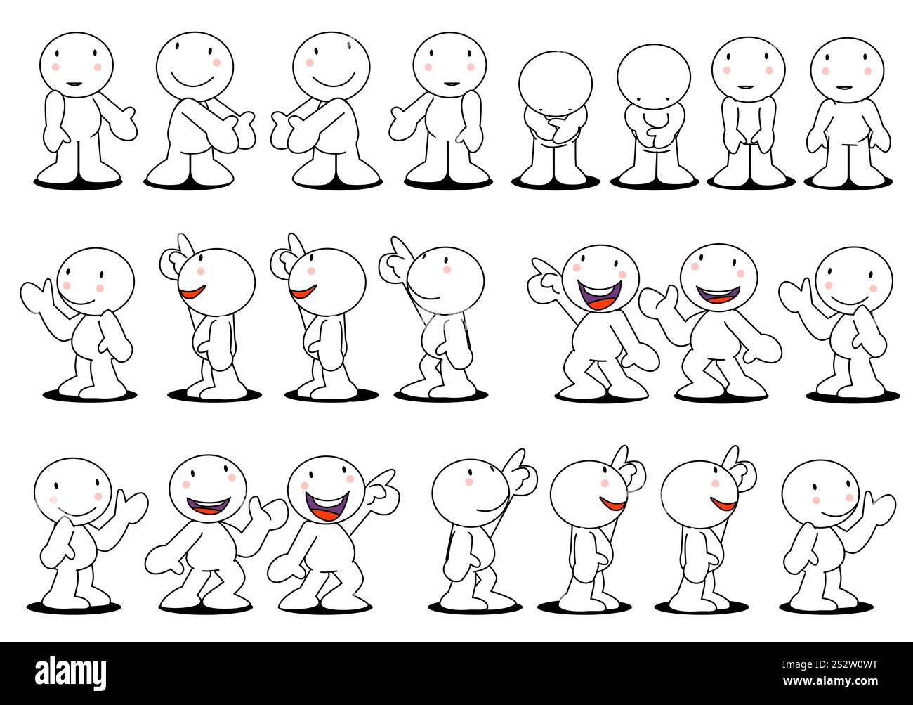 Material from video poses Greetings and pointing characters Stock Photo ...
