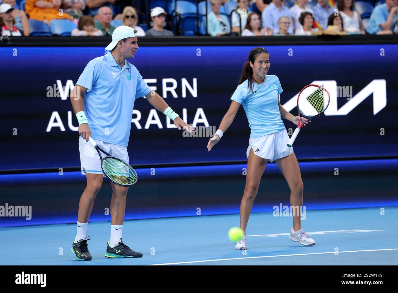Perth, Australia. 01st Jan, 2025. Dmitry Popko and Zhibek Kulambayeva ...