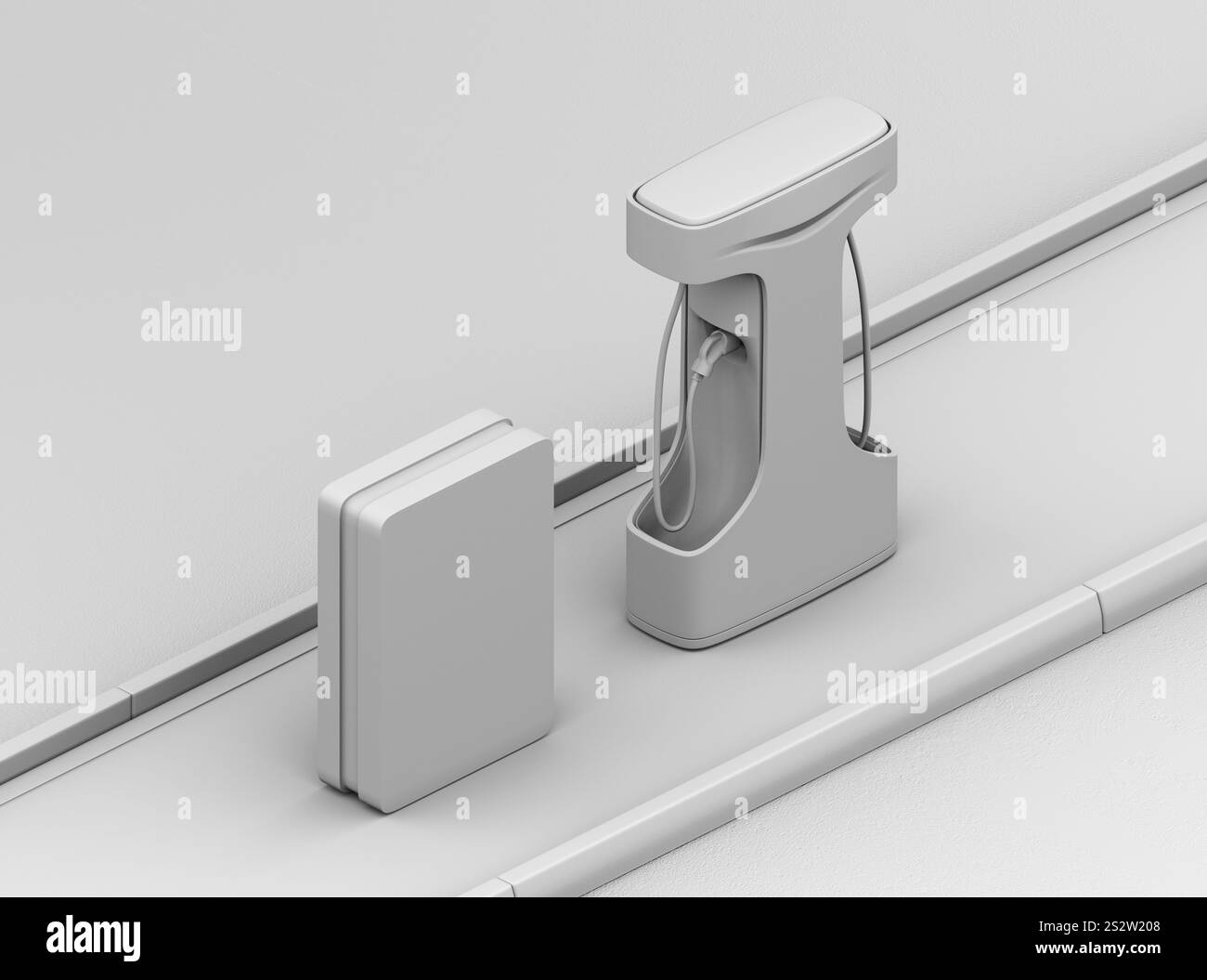 Clay rendering image of a charging station with fast charger and ...