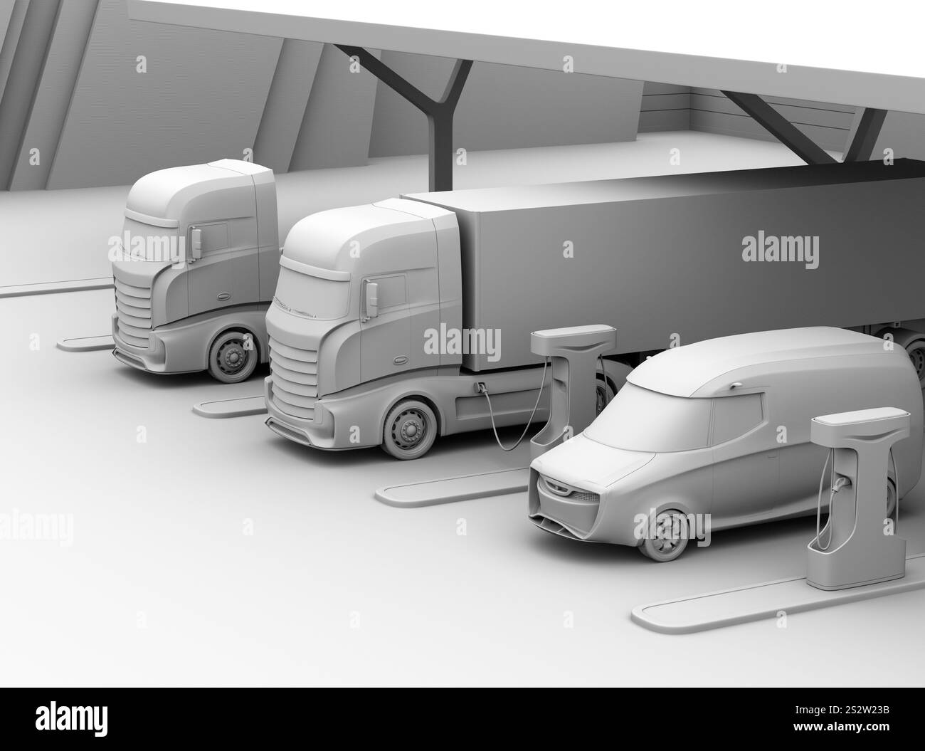 Clay rendering image of a charging station with fast charger and ...