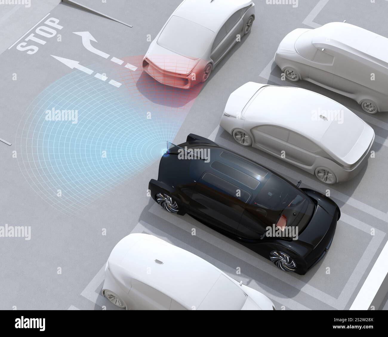 A car backing out detects a car entering behind and stops. Advanced ...