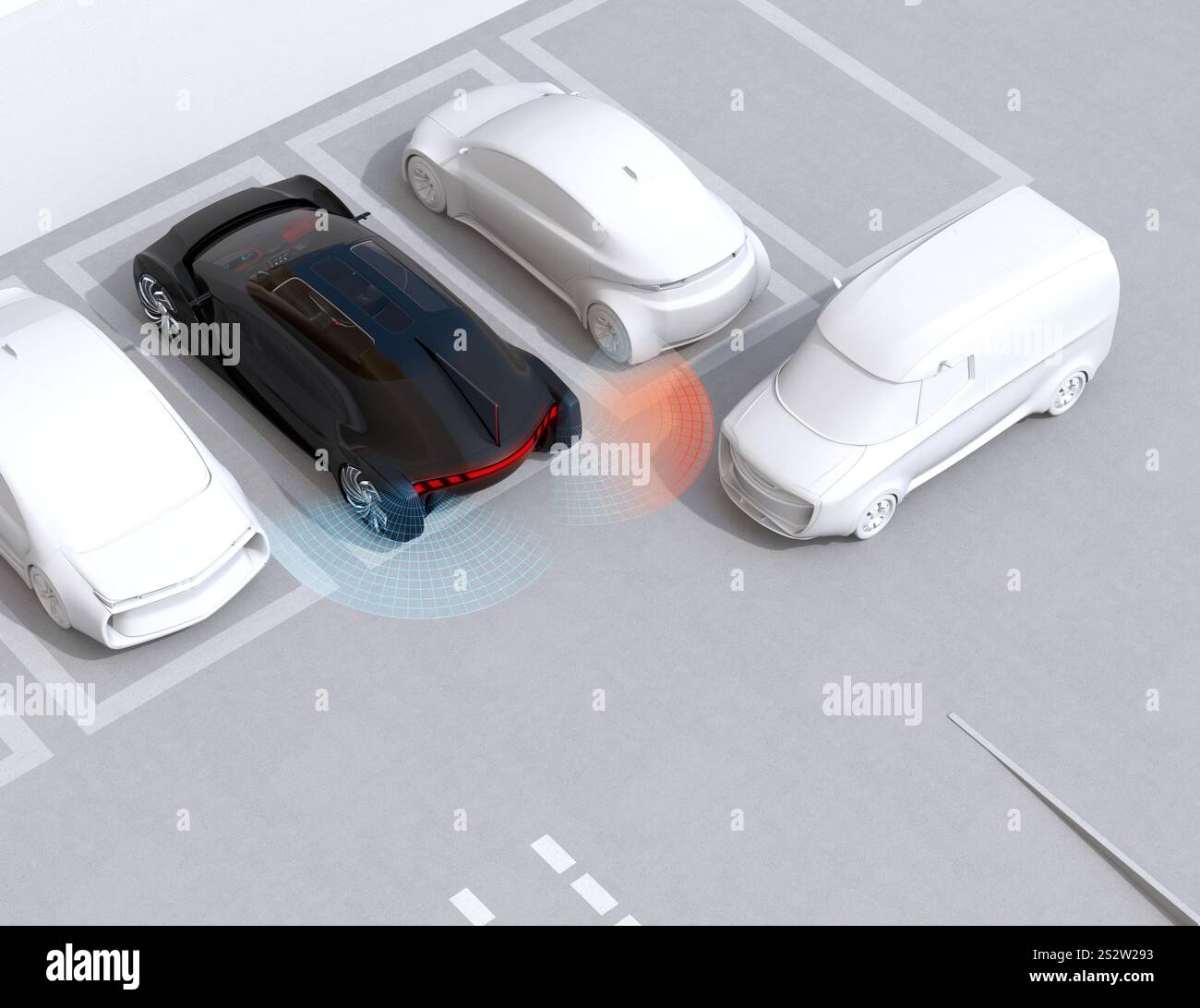 A car backing out detects a car entering behind and stops. Advanced ...
