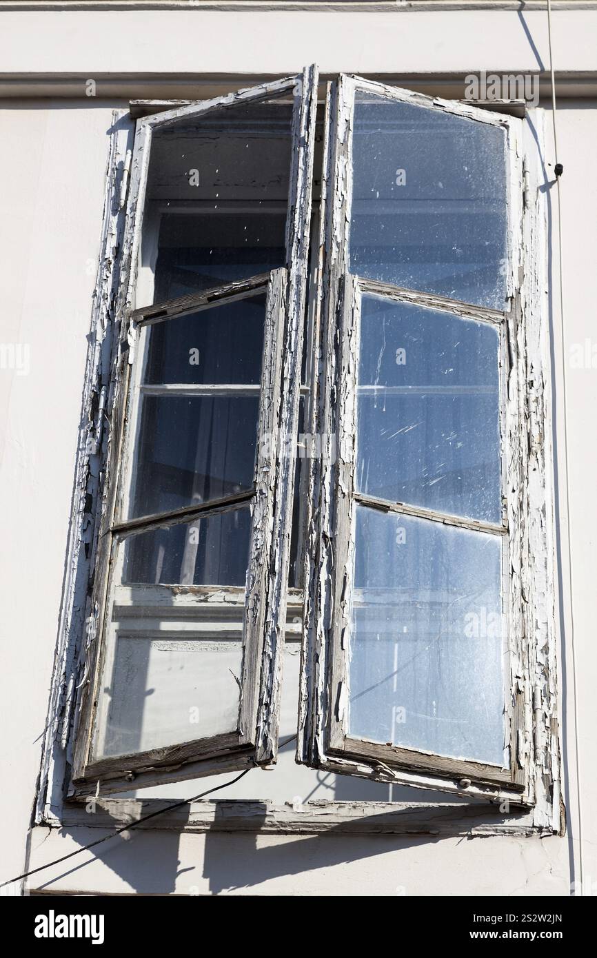 Old mullion window, double window with peeling paint Austria Stock ...