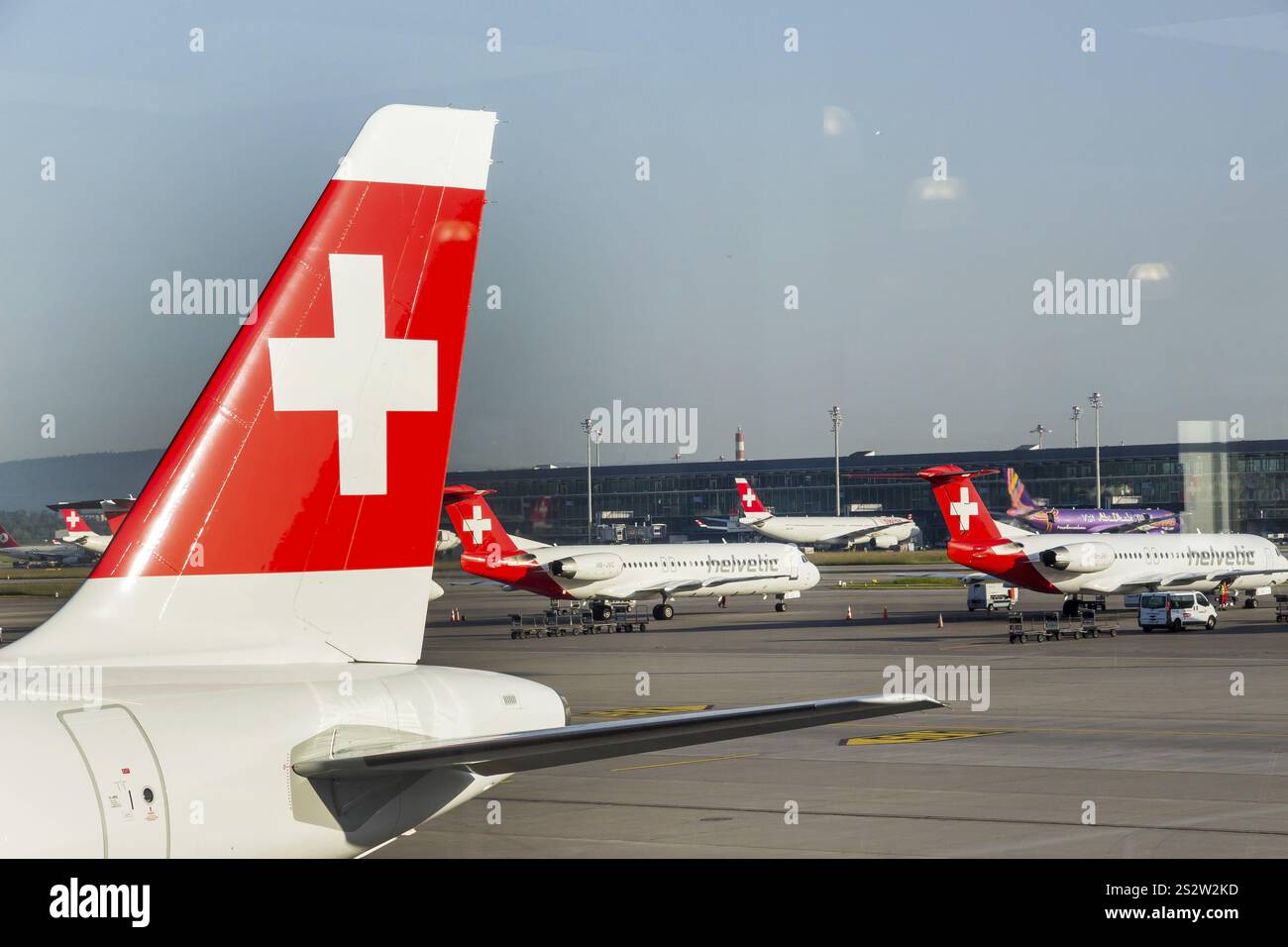 Switzerland, Zurich: Swiss aircraft at Kloten Austria Airport, Europe ...
