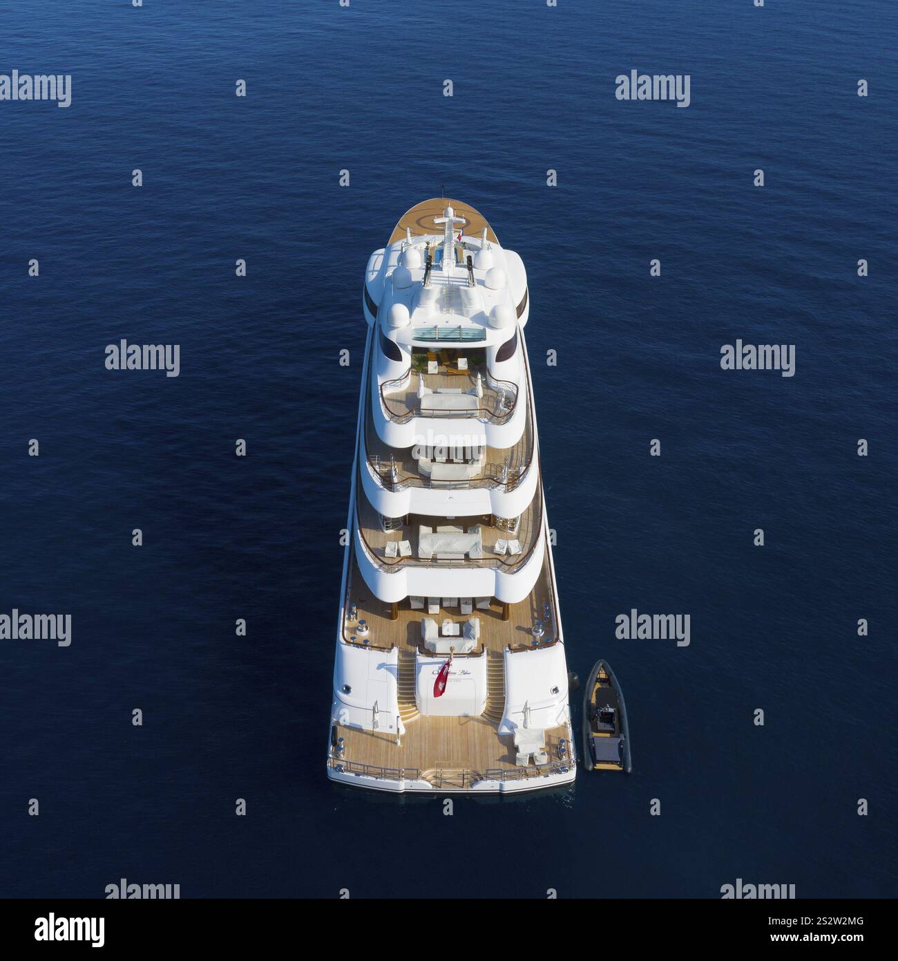 Aerial view of 104 metre motor yacht QUANTUM BLUE, delivered in 2014 by the German shipyard ...