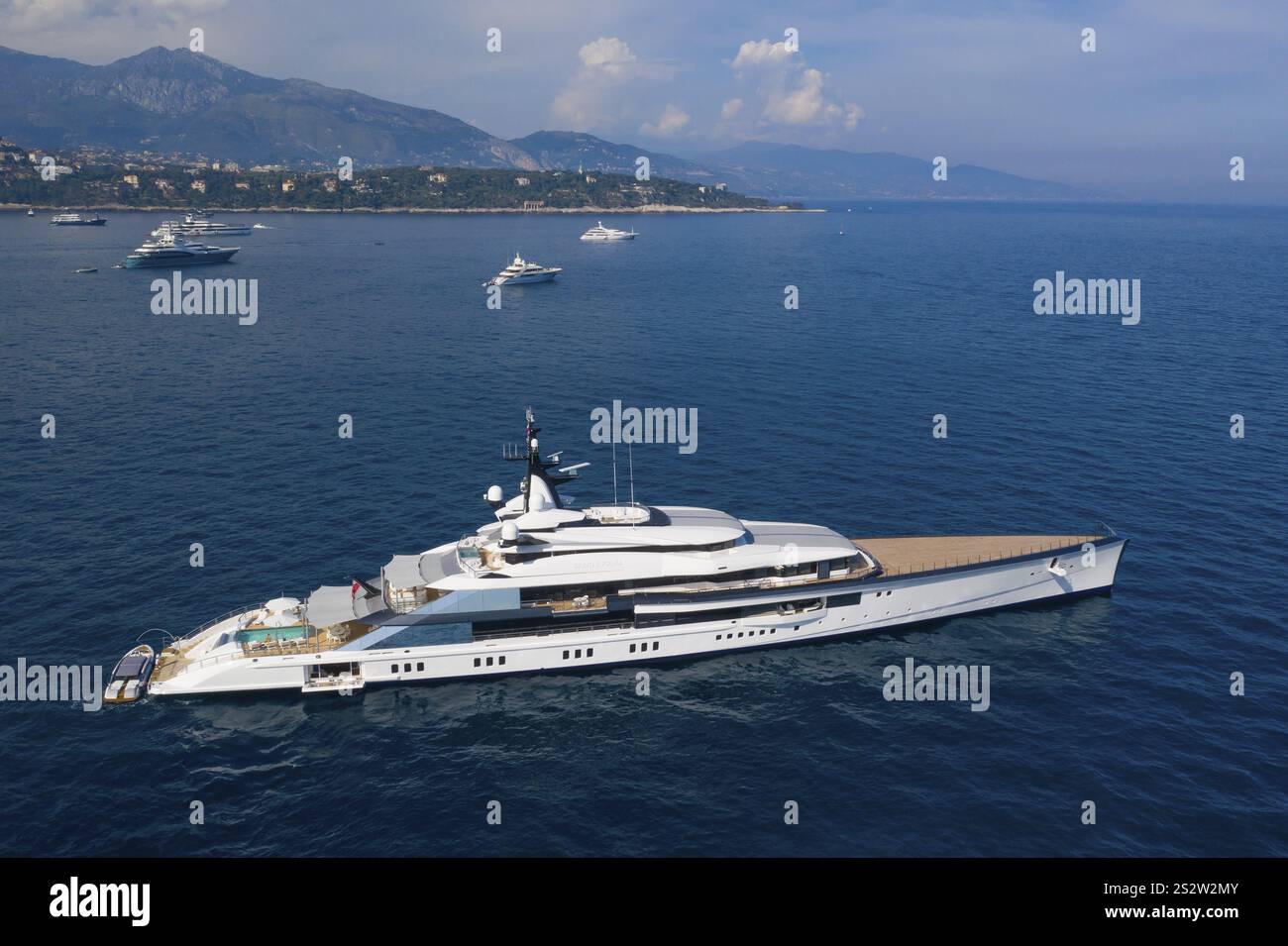 Aerial view of 109 metre motor yacht Bravo Eugenia, delivered in 2018 ...
