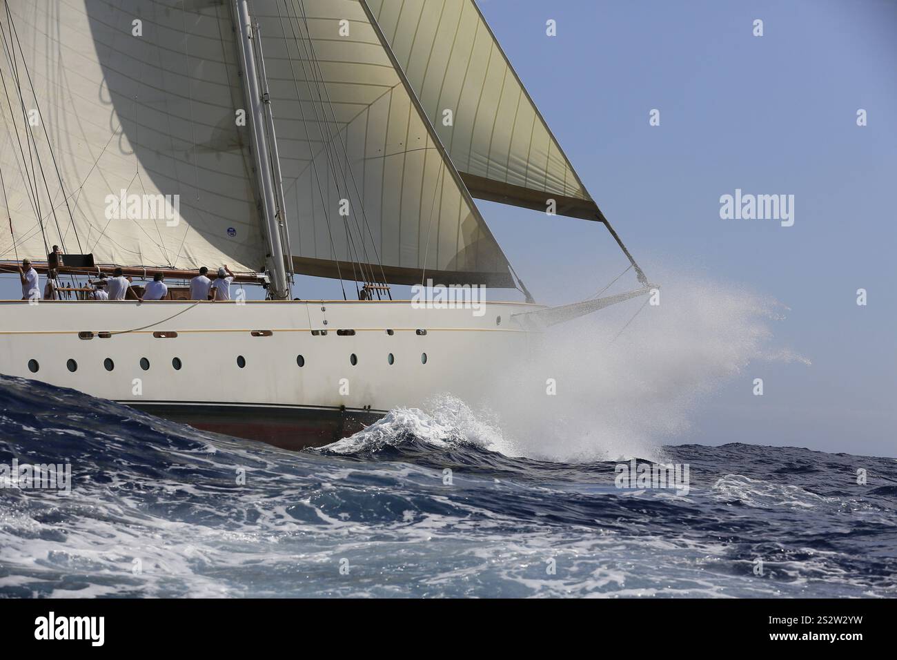 90-year-old sailing yacht Three-masted topsail schooner XARIFA sails ...