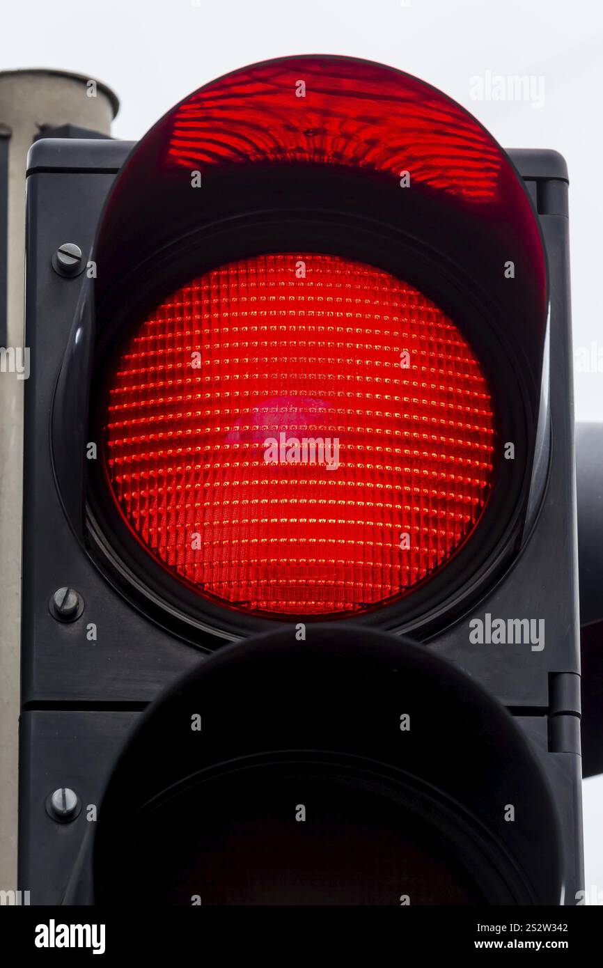 A traffic light shows red. Symbolic photo for stop, end. Austria Stock ...