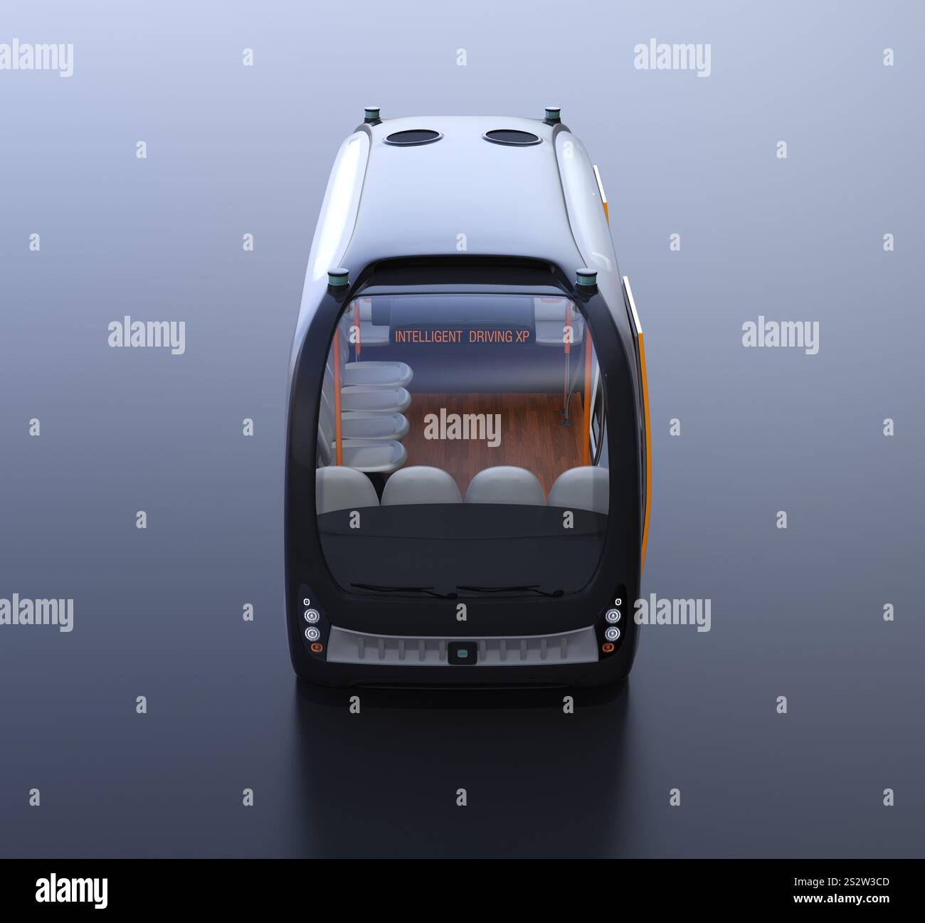 Image of an automated bus on black background Stock Photo - Alamy