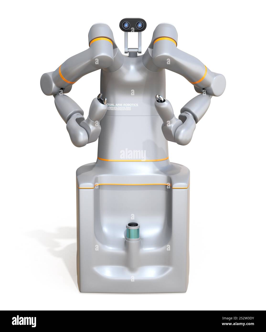 Image of a 7-axis articulated twin-armed robot with a white backpack ...