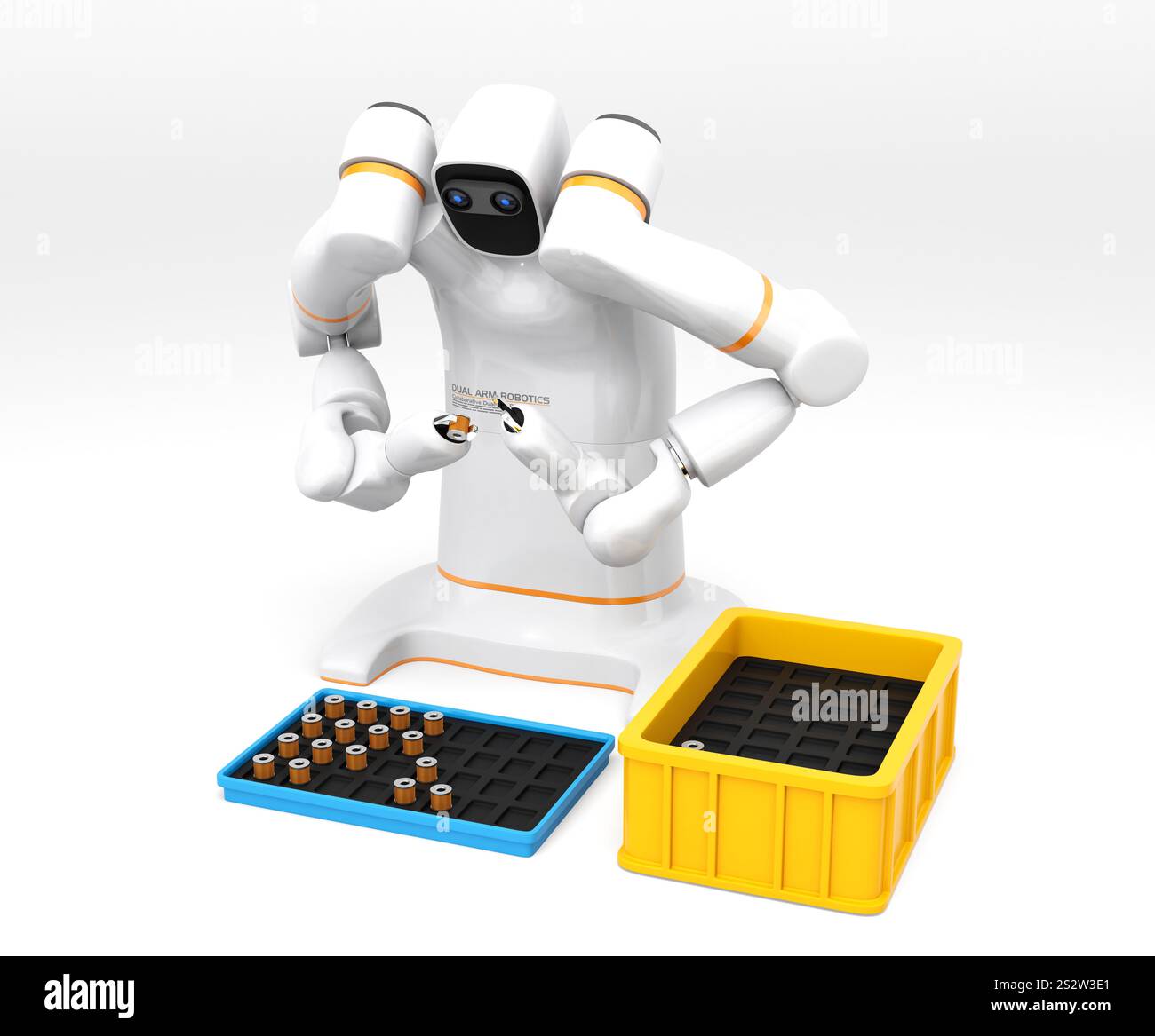 Image of an articulated twin-armed robot. Cooperative robot concept ...