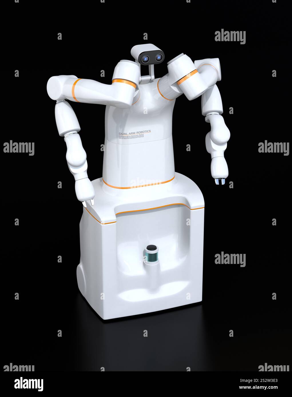 Image of a twin-armed robot in black background. Cooperative robot ...