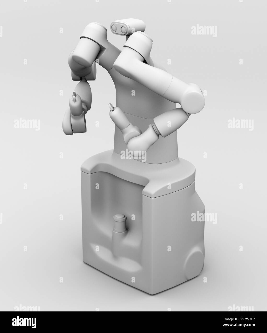 Clay rendered image of a 7-axis articulated twin-armed robot ...