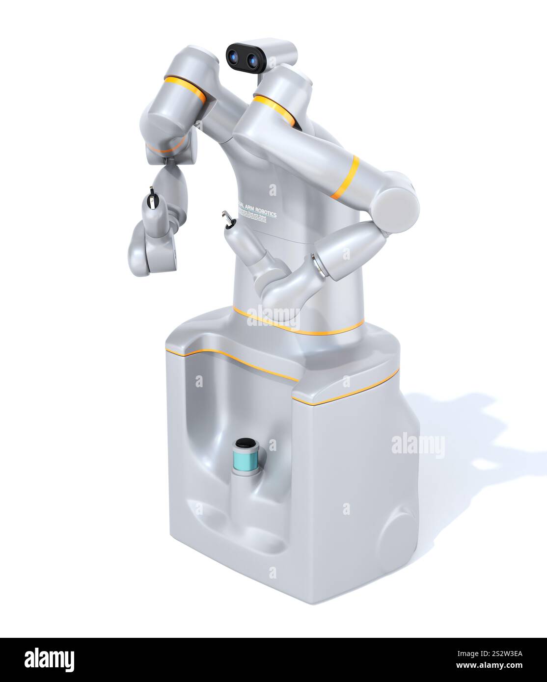 Image of a 7-axis articulated twin-armed robot with a white backpack ...