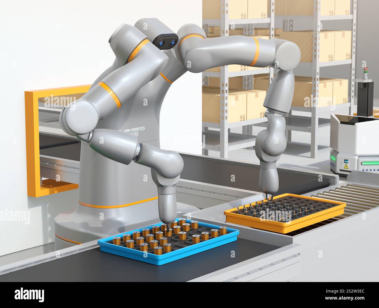 A cooperative twin-arm robot assembles motor coils on the production ...