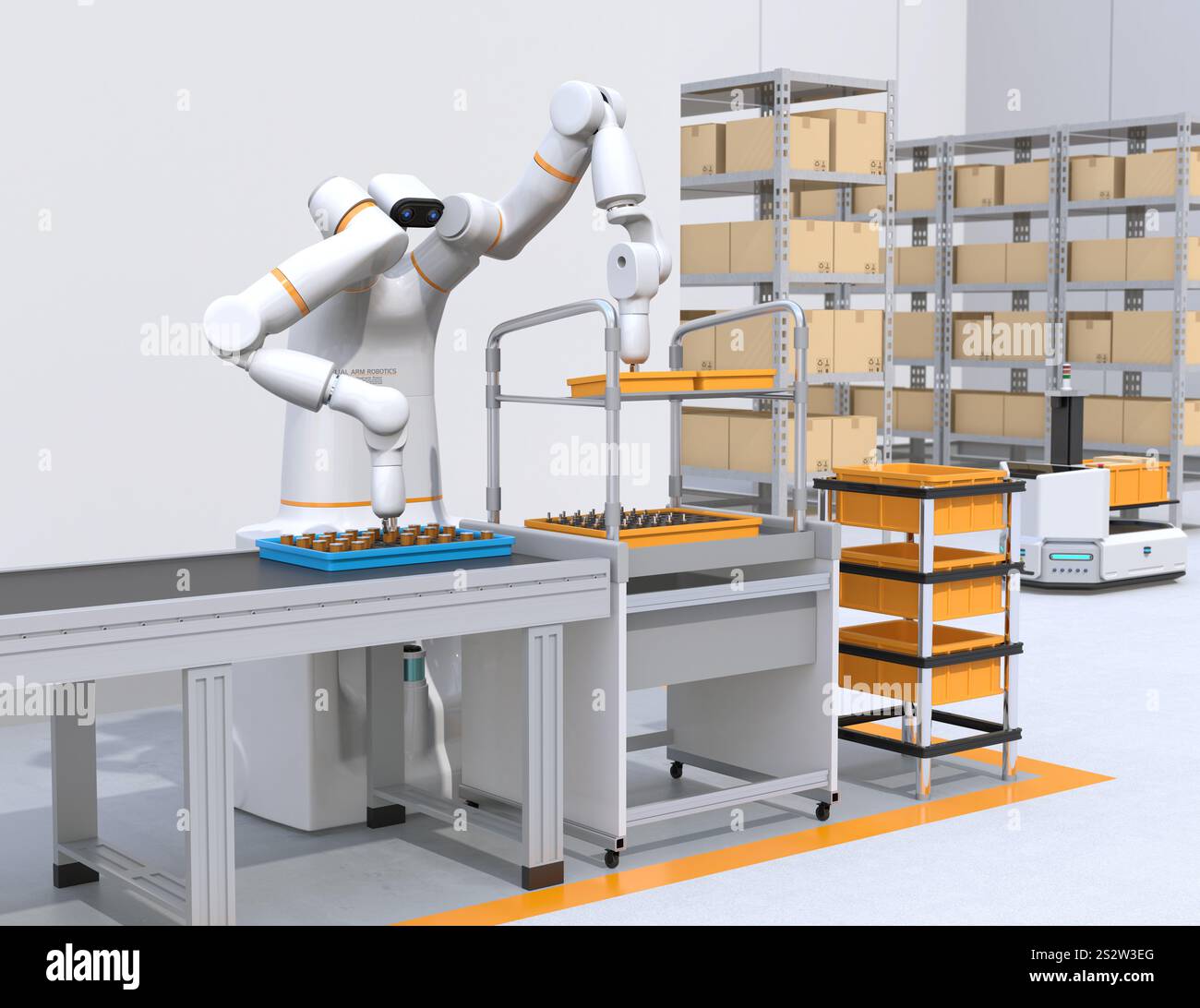 Image of a twin-armed robot assembling a circuit board. Cooperative ...