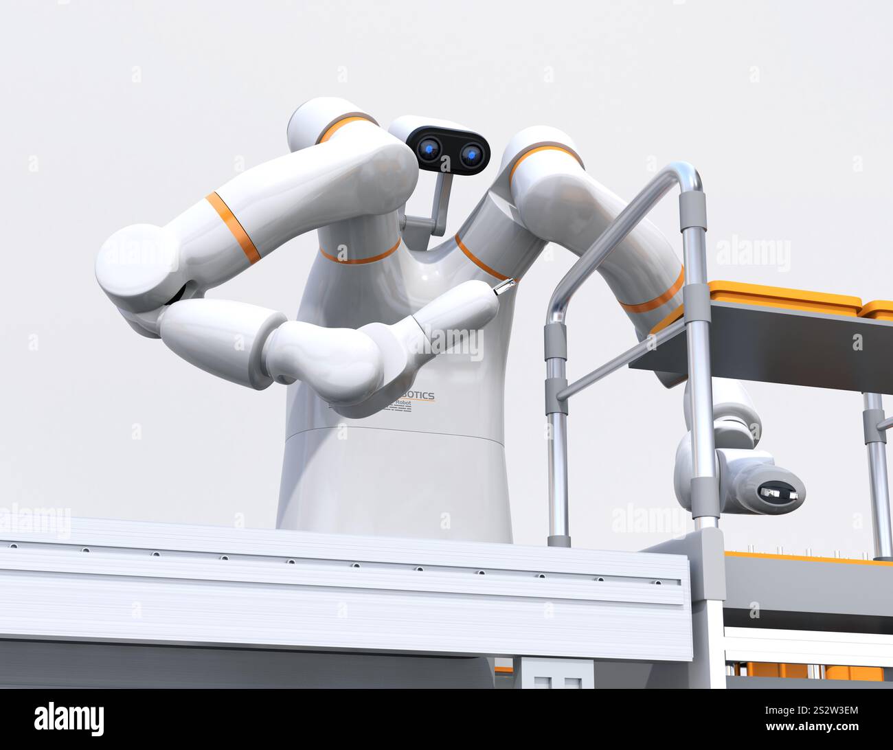 Image of a twin-armed robot assembling a circuit board. Cooperative ...