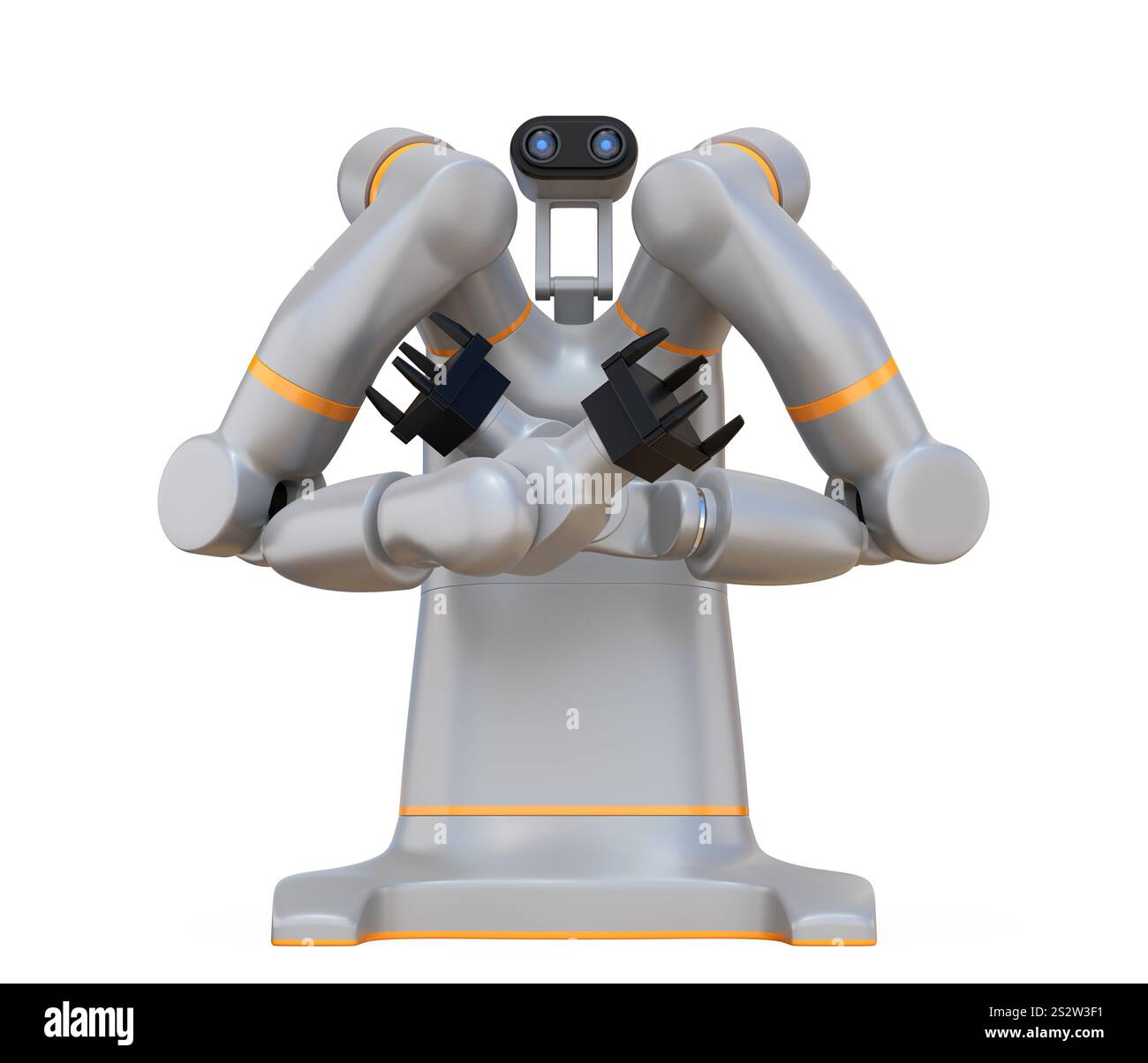 Image of a dual-armed robot on white background. Concept image of a ...
