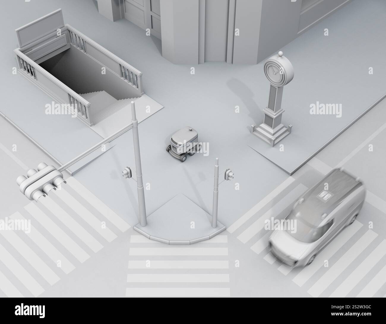 Clay rendering image of a delivery robot passing through an underground ...