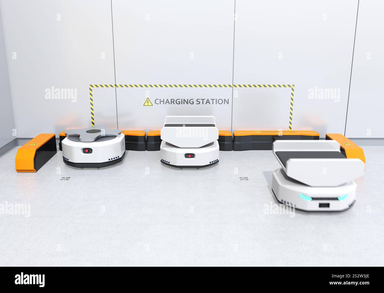 Concept image of the AMR autonomous cooperative robot at a charging ...