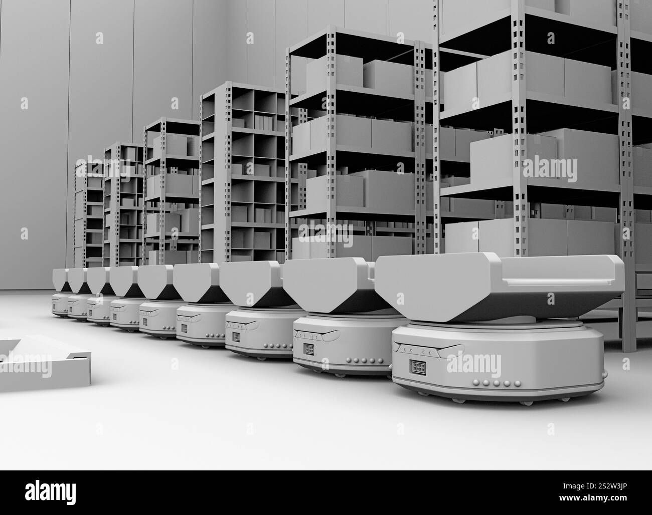 Clay rendering image of an AMR autonomous cooperative robot sorting in ...