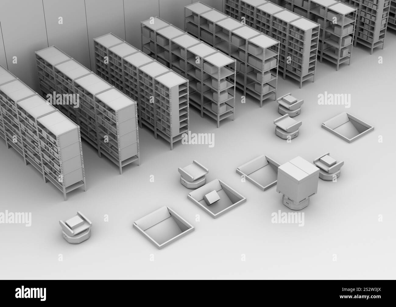 Clay rendered image of an AMR autonomous cooperative robot carrying and ...