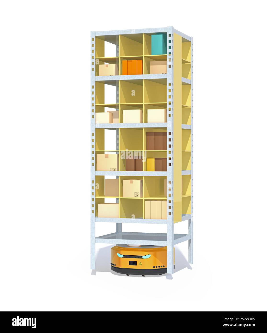 Concept image of an AMR autonomous cooperative robot carrying a shelf ...