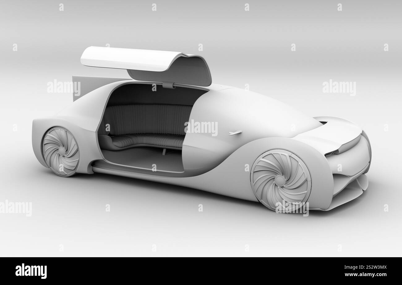 Image of an automated luxury saloon with clay shading for background ...