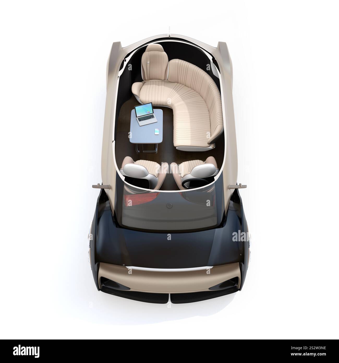 Cutaway model image of an automatic EV. Front row seats facing ...