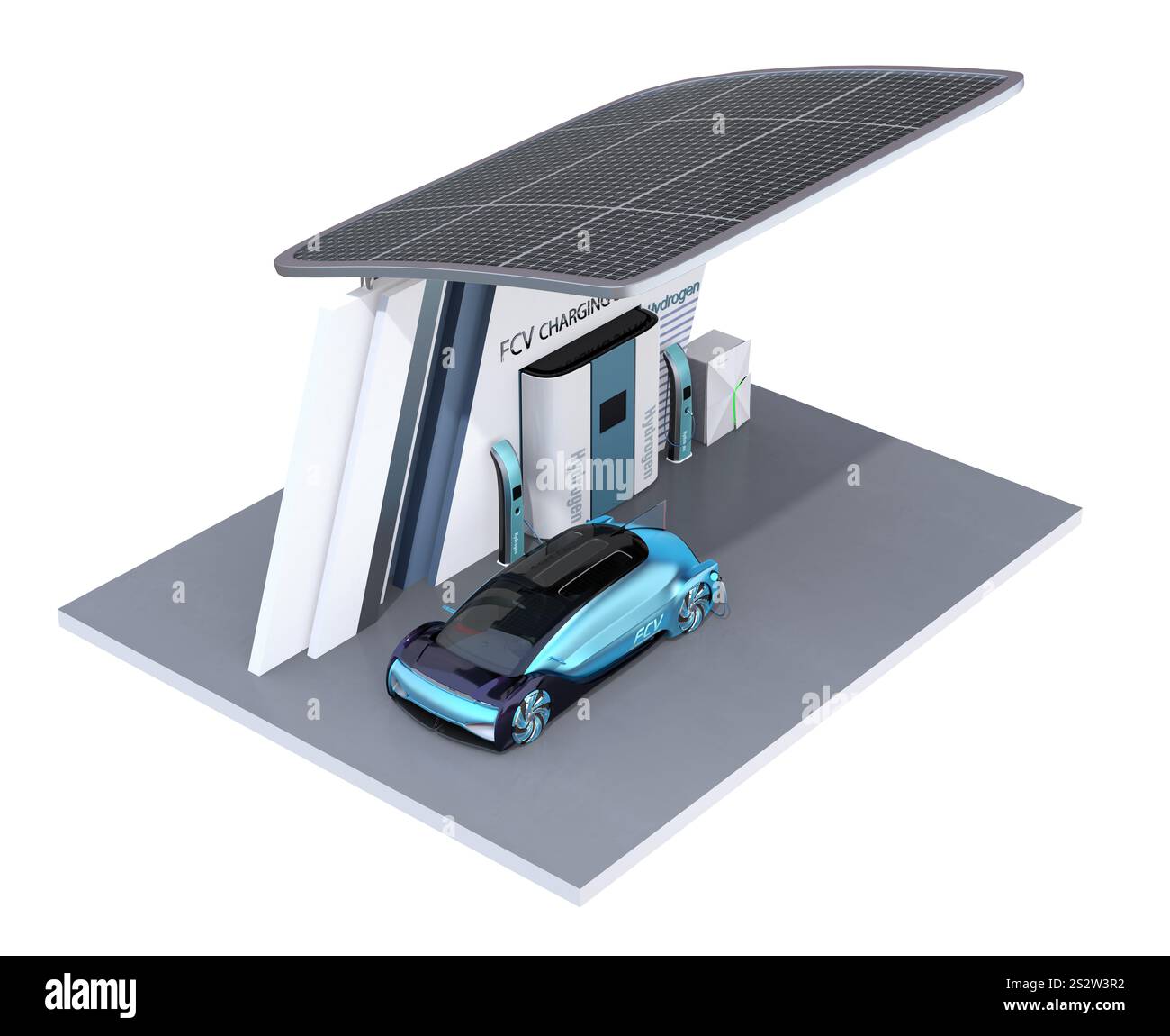 Image of an automated FCV being filled with hydrogen gas at a solar ...