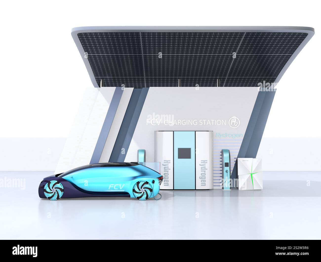 Image of an automated FCV being filled with hydrogen gas at a solar ...