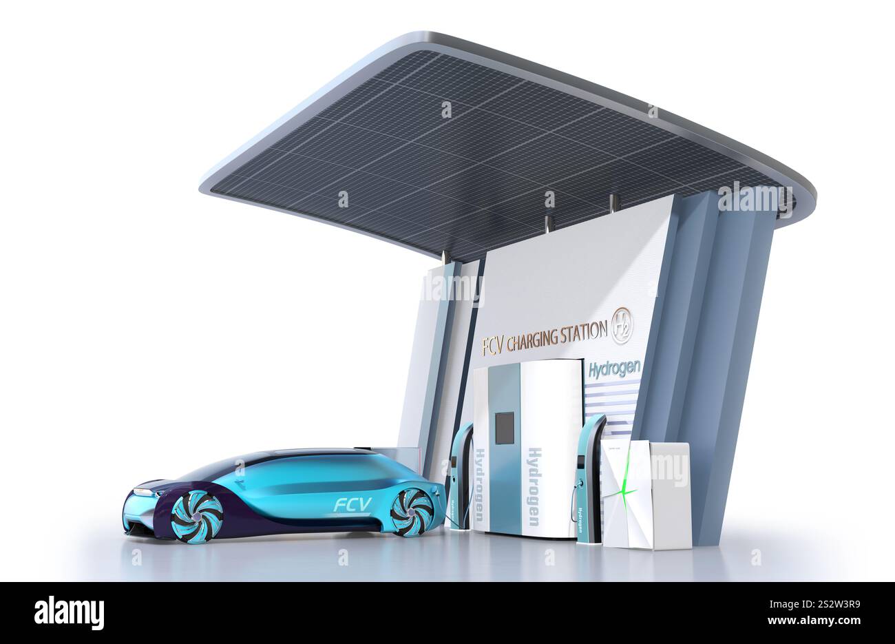 Image of an automated FCV being filled with hydrogen gas at a solar ...