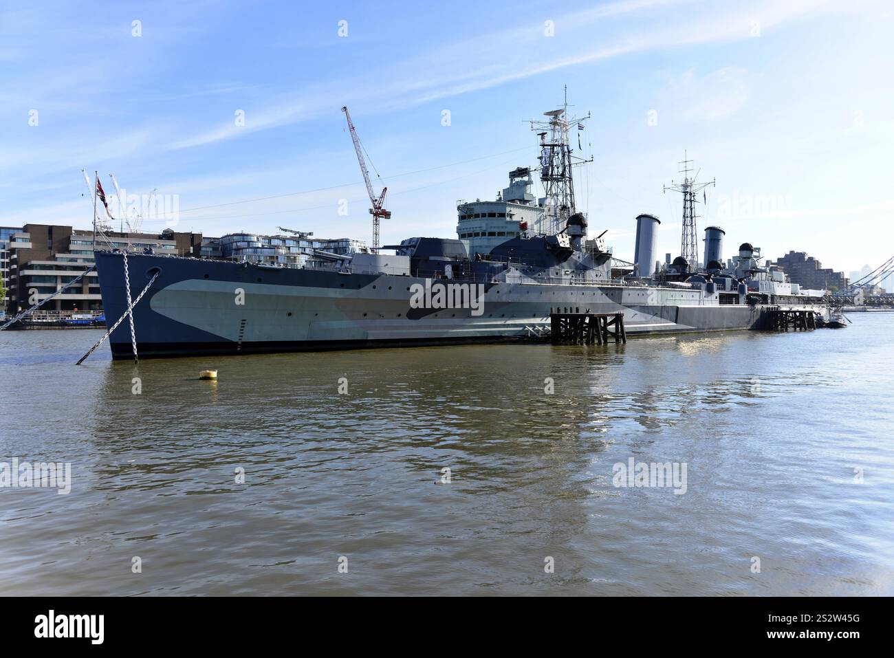 HMS Belfast, Royal Navy light cruiser, Thames, London, England, United ...