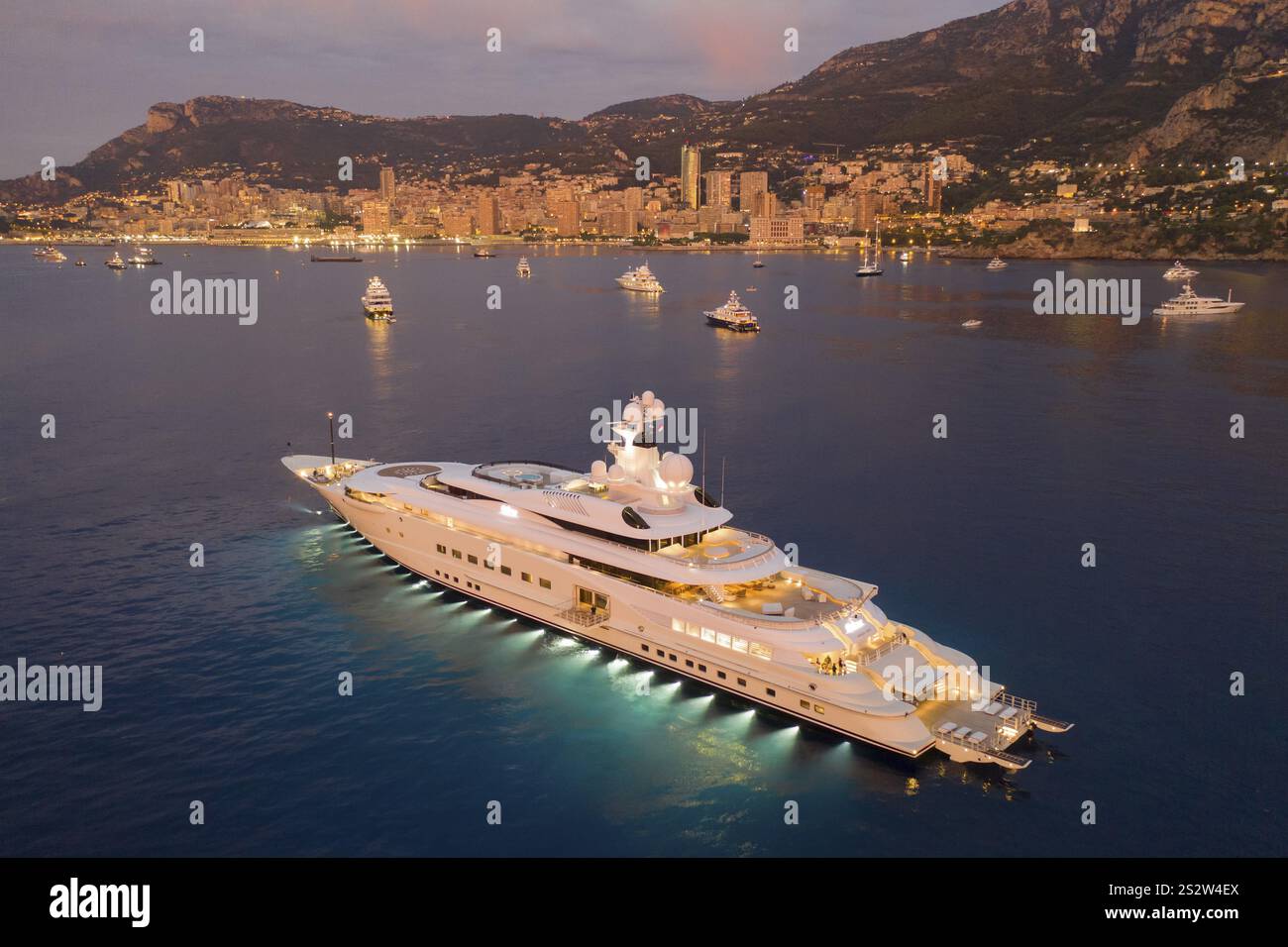 Aerial view of 115 metre motor yacht PELORUS, built in 2003 by the ...