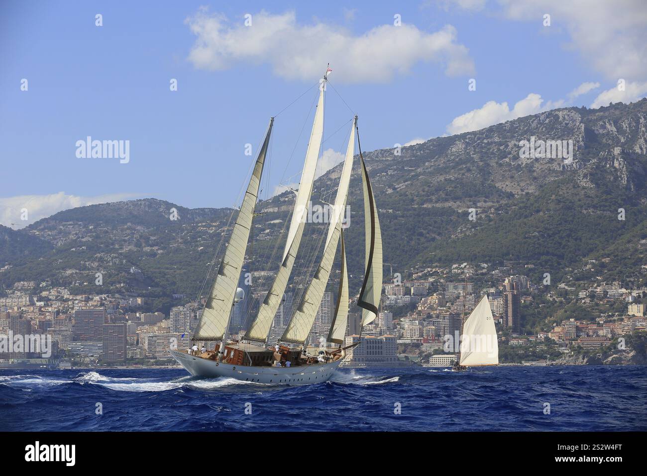 90-year-old sailing yacht Three-masted topsail schooner XARIFA sails ...