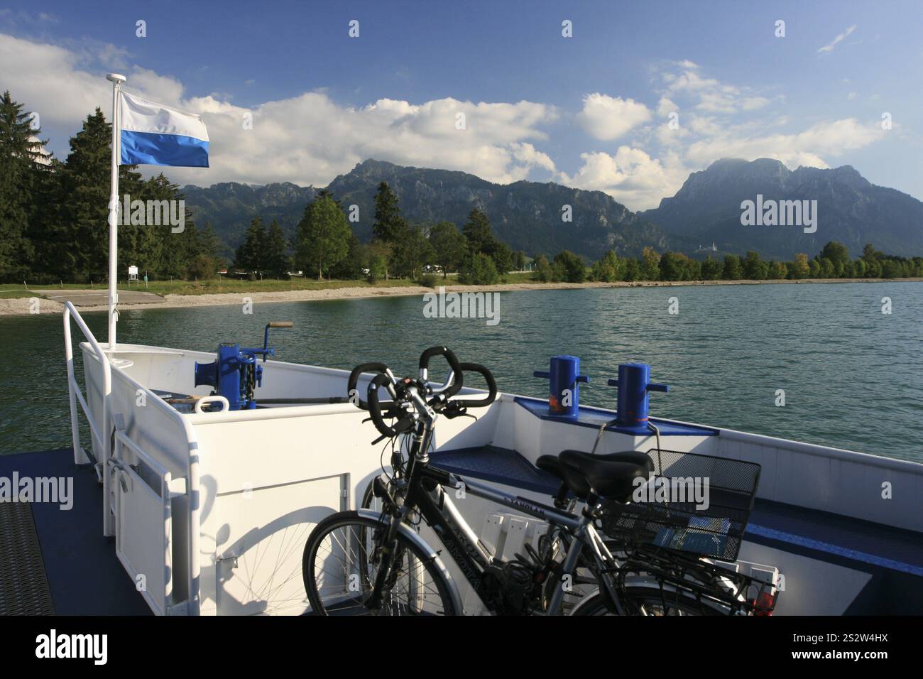 Ferry across the Forggensee reservoir, also known as Rosshaupten ...